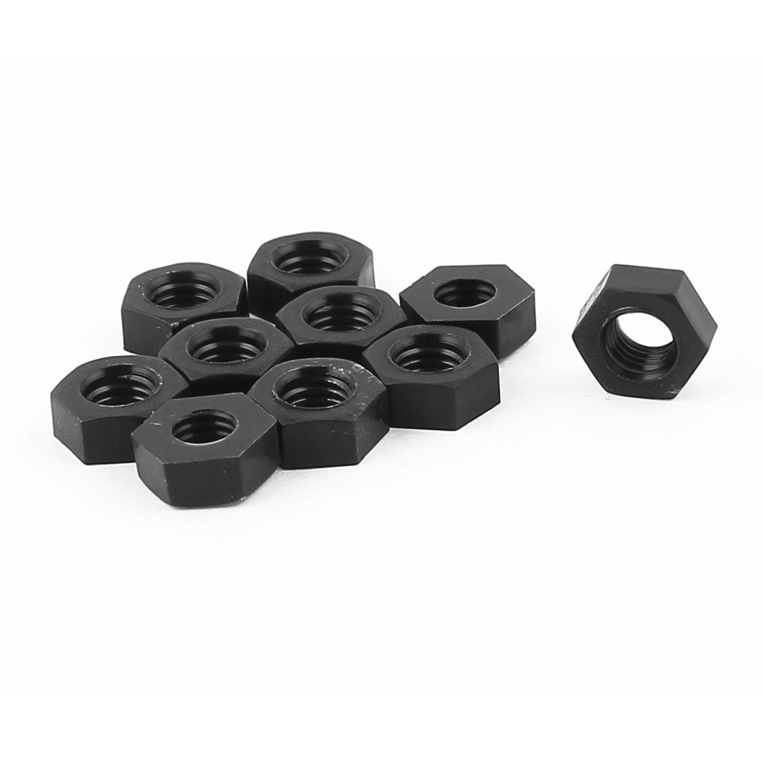 10Pcs Pack Of Metric M5 Insert Lock Nylon Full Hex Nuts Plastic Black ...