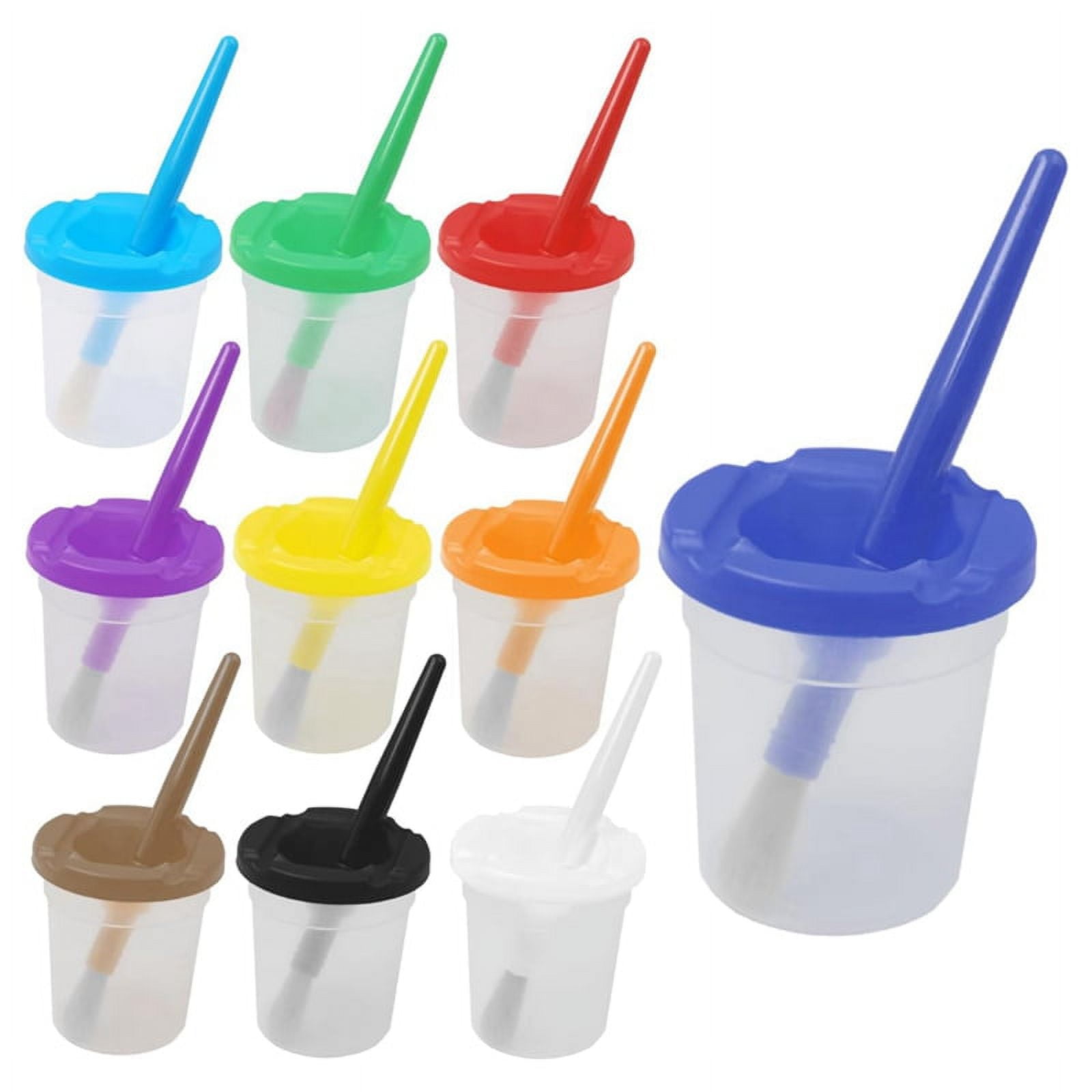 10Pcs Paint Cups with Lids for Kids, Spill Proof Learning Color Cups ...
