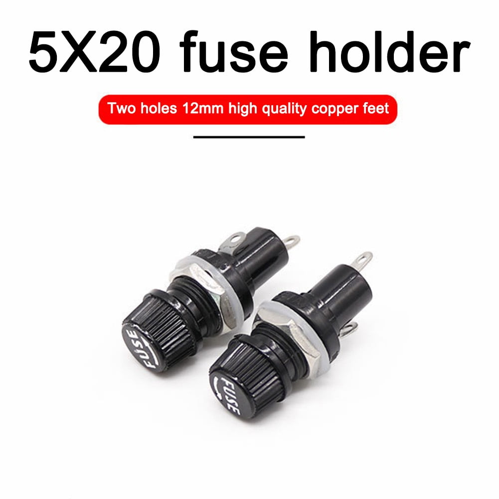 10Pcs Panel Mount Chassis Black Fuse Holder For 5X20Mm Glass Fuses 10A ...
