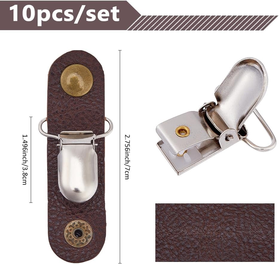 10Pcs Pant Leg Clamp Jeans Brown Pant Leg Straps Clips Holder ...