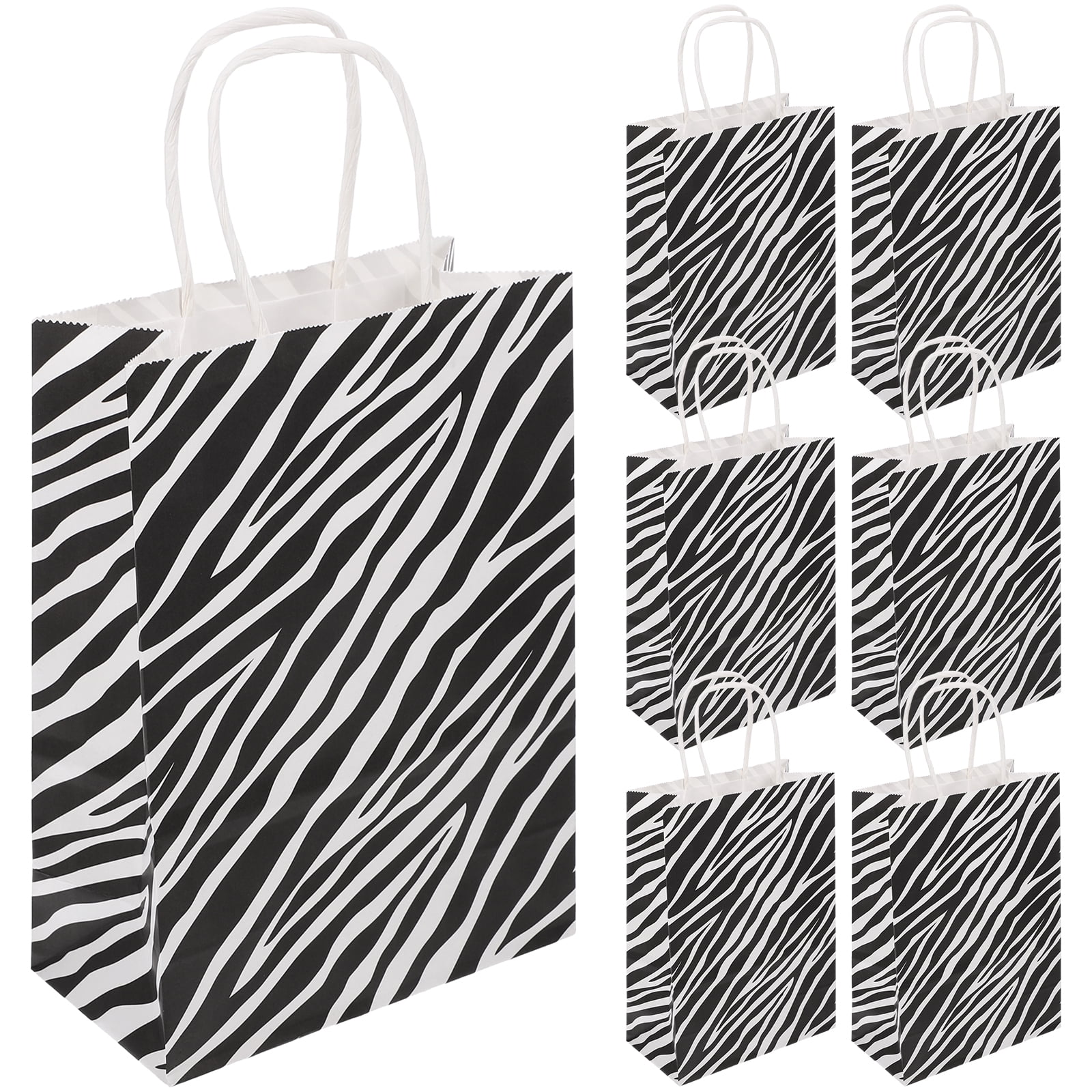 10Pcs Paper Bag with Handles Portable Gift Bags Zebra Pattern Paper ...