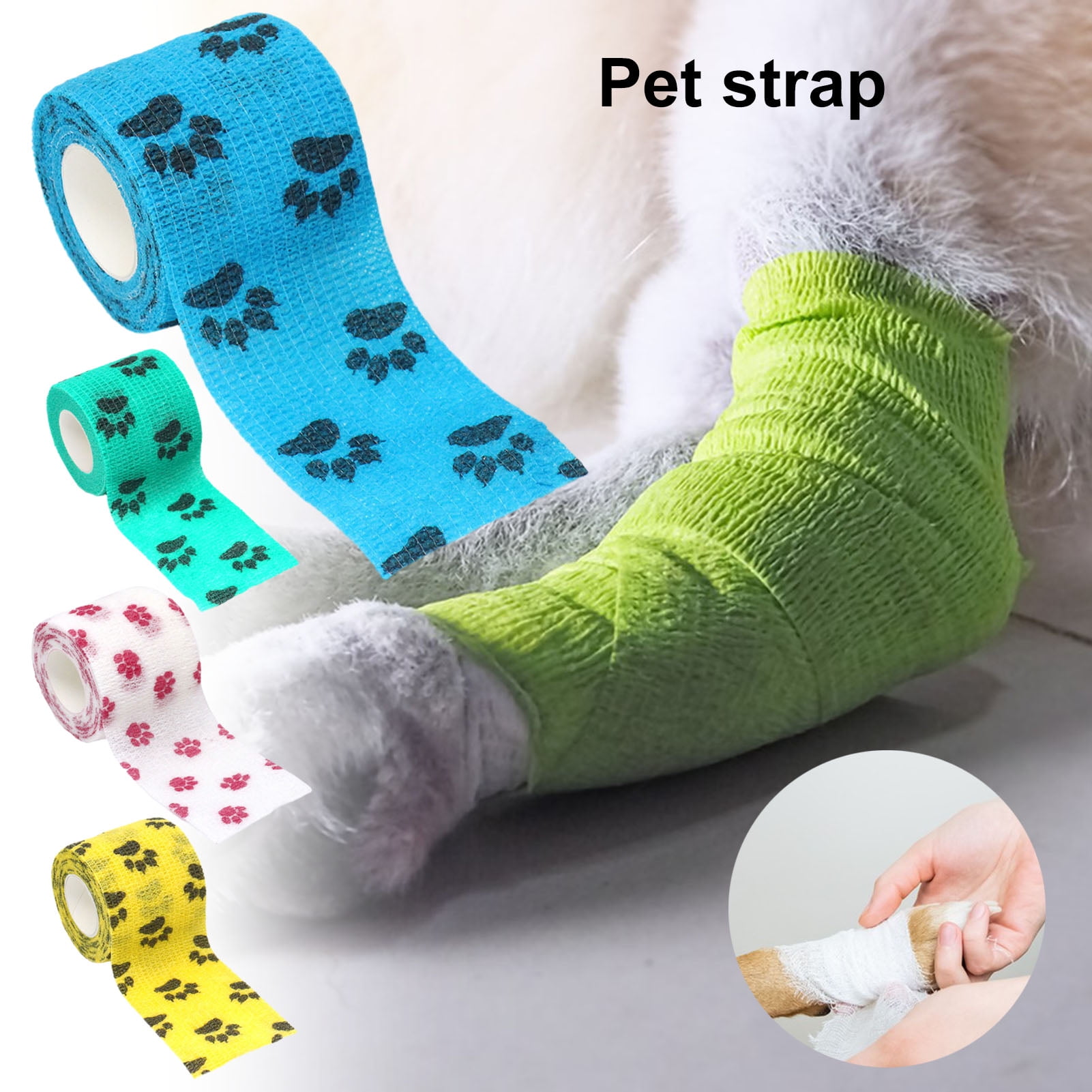 10Pcs Paw Print Pet Wrap Self-adhesive Non-Woven Fabric Tape Stretchy ...