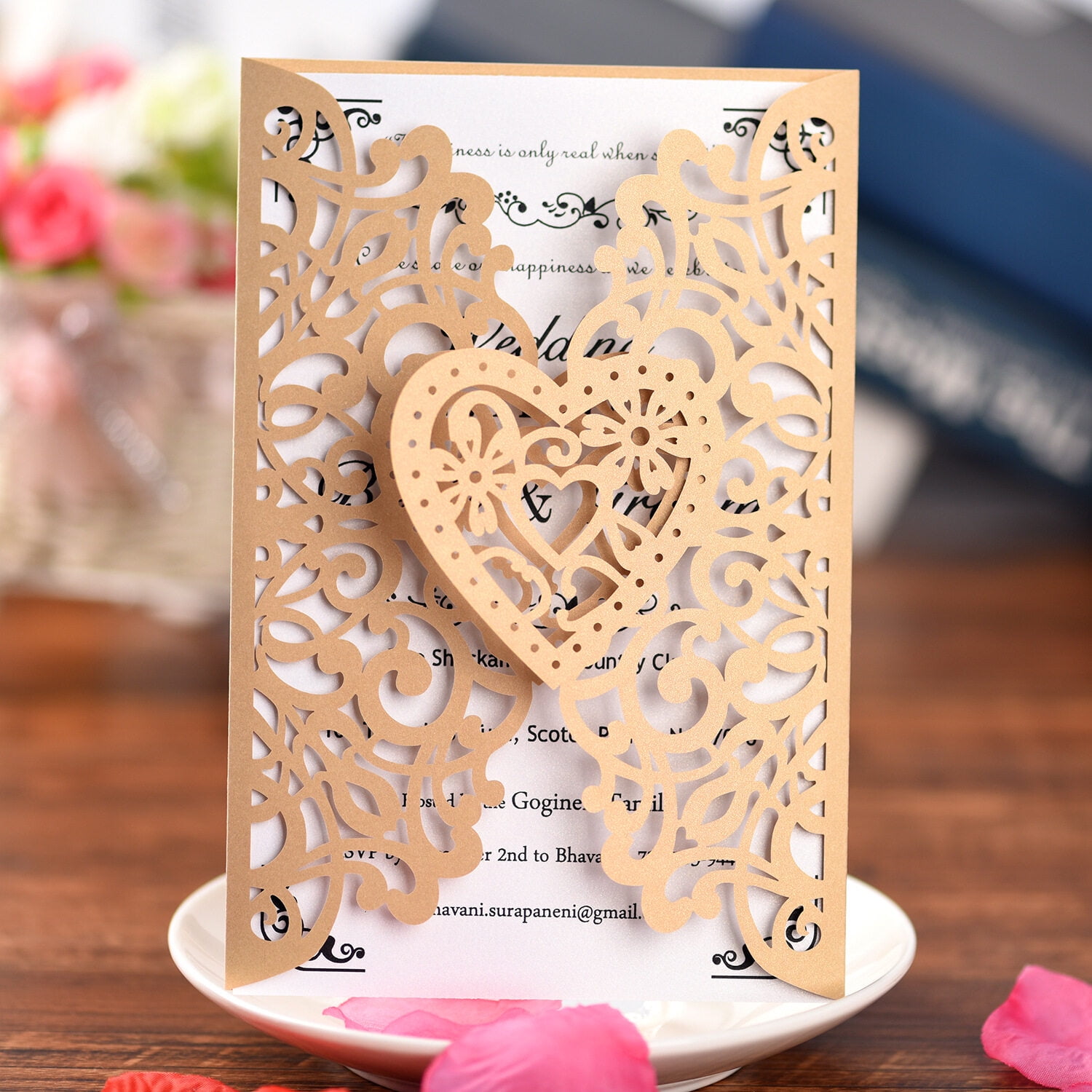 10Pcs Pearl Paper Floral Invitation Cards Invitation Holders for ...