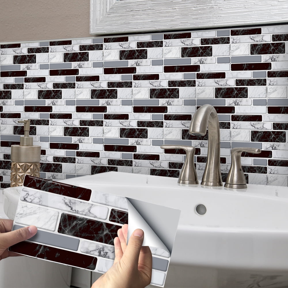 10Pcs Peel and Stick Kitchen Tile Sticker Mosaic Decals Waterproof ...