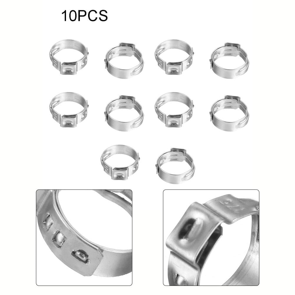 10Pcs Pex Stainless Steel Clamp Ring Crimp Fittings Single Ear Clamp ...