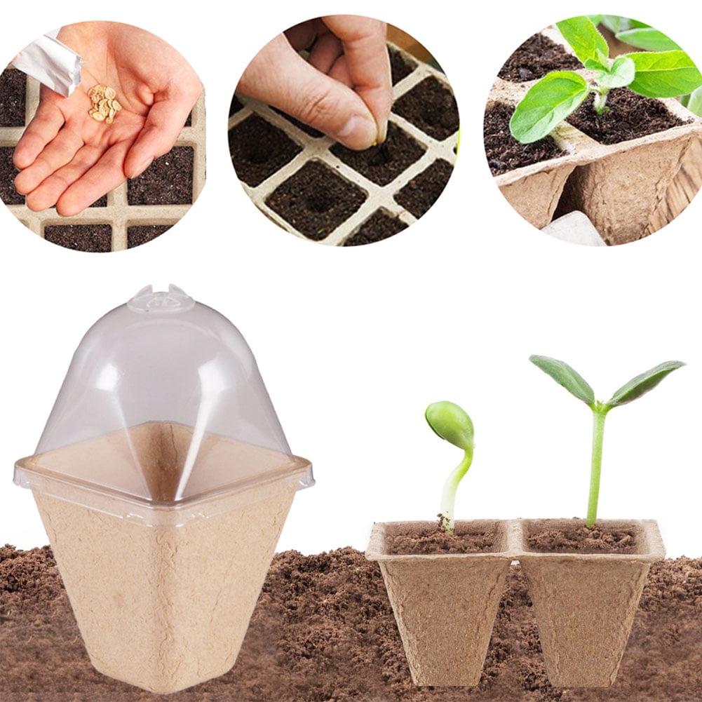10Pcs Plant Nursery Pots with Humidity Dome, Seed Starter Pots ...