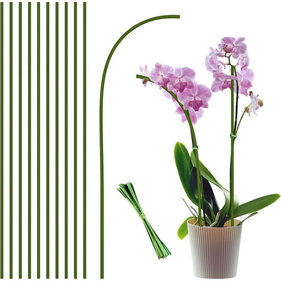 10Pcs Plant Stakes,Plant Sticks,Garden Green Bendable Single Stem Plant ...