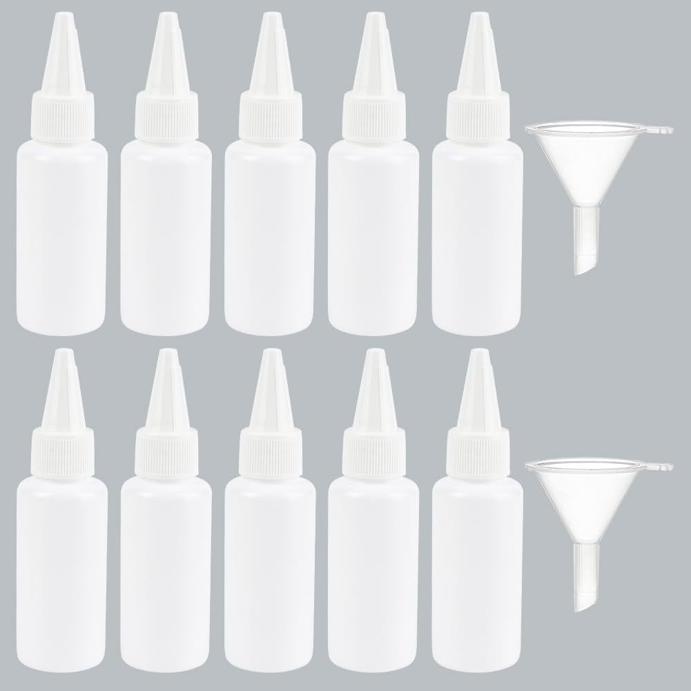10Pcs Plastic Applicator Bottle Refillable Cosmetic Containers with 1pc ...