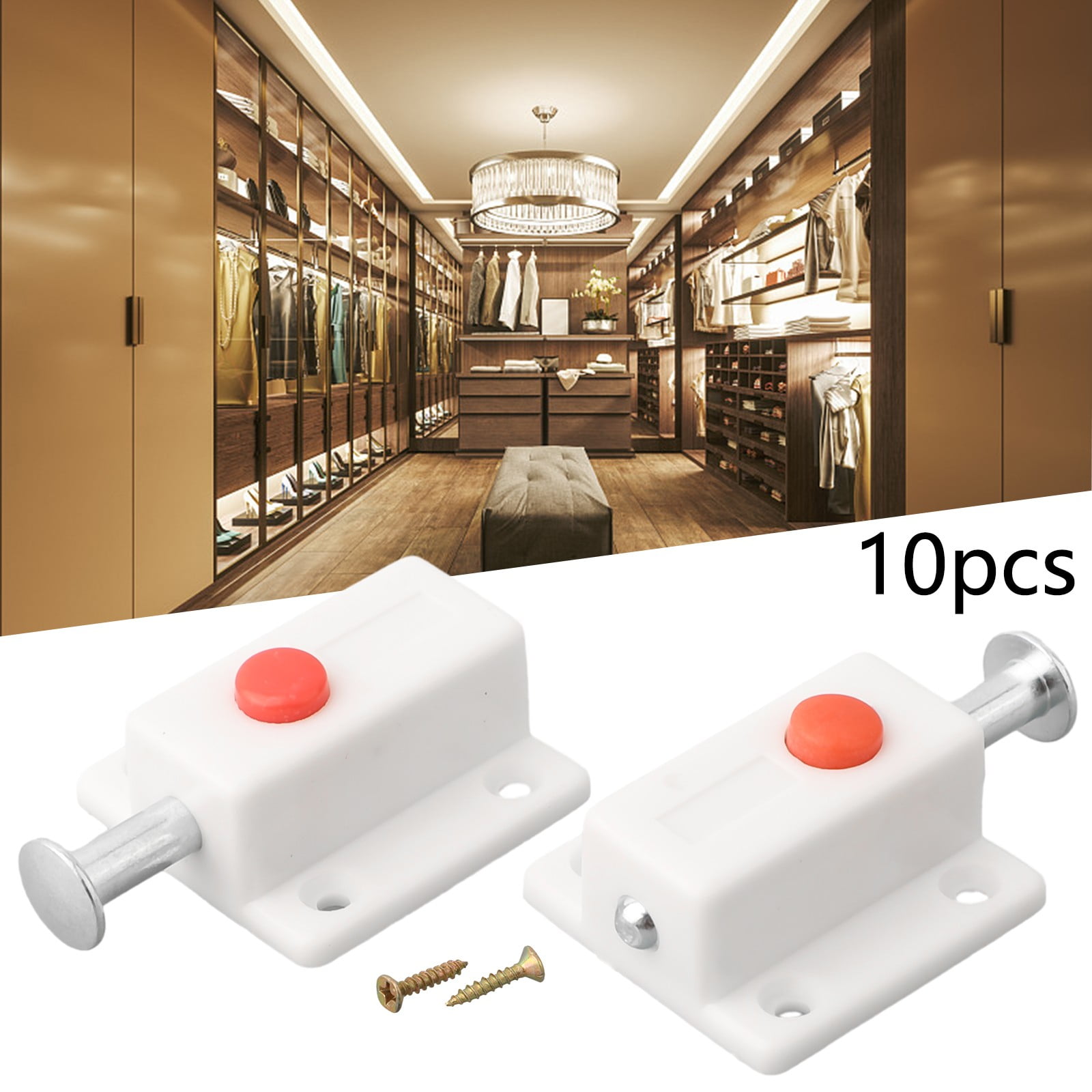 10Pcs Plastic Cabinet Push Button Spring Load Automatic Door Bolt ...