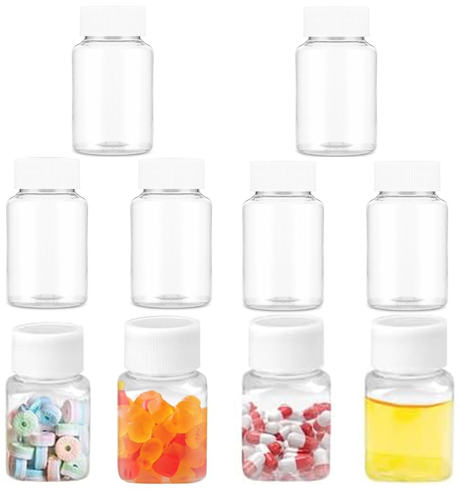 10Pcs Plastic Clear Pill Bottles,Happon 30ml Empty Container Bottles ...