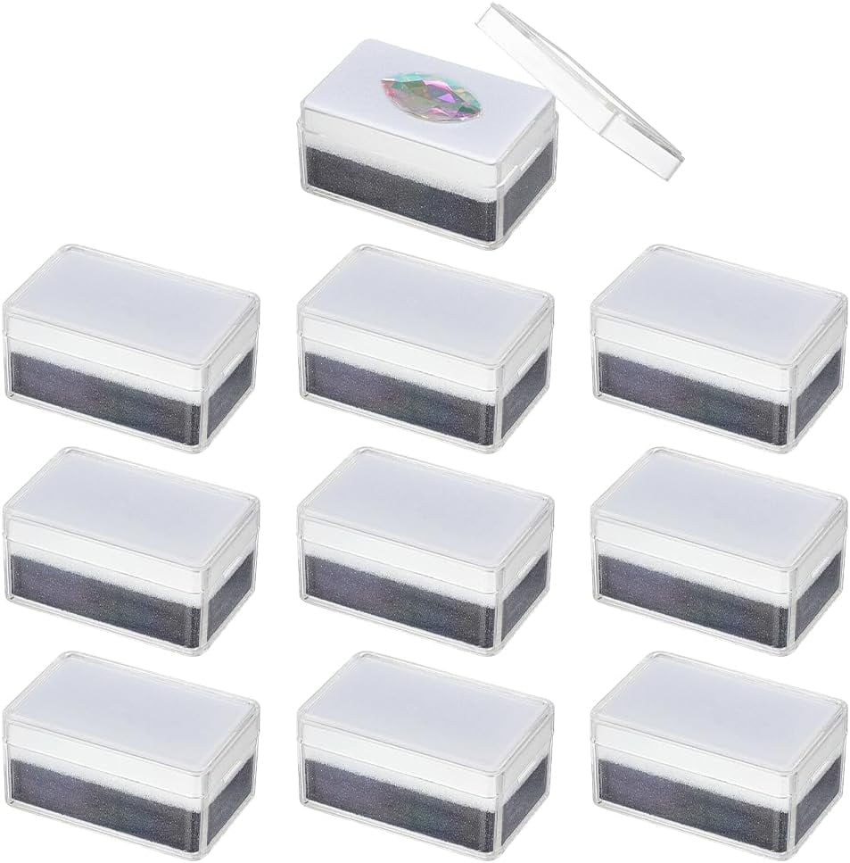 10Pcs Plastic Gemstone Storage Boxes 2.24x1.46x1inch Rectangle Clear ...