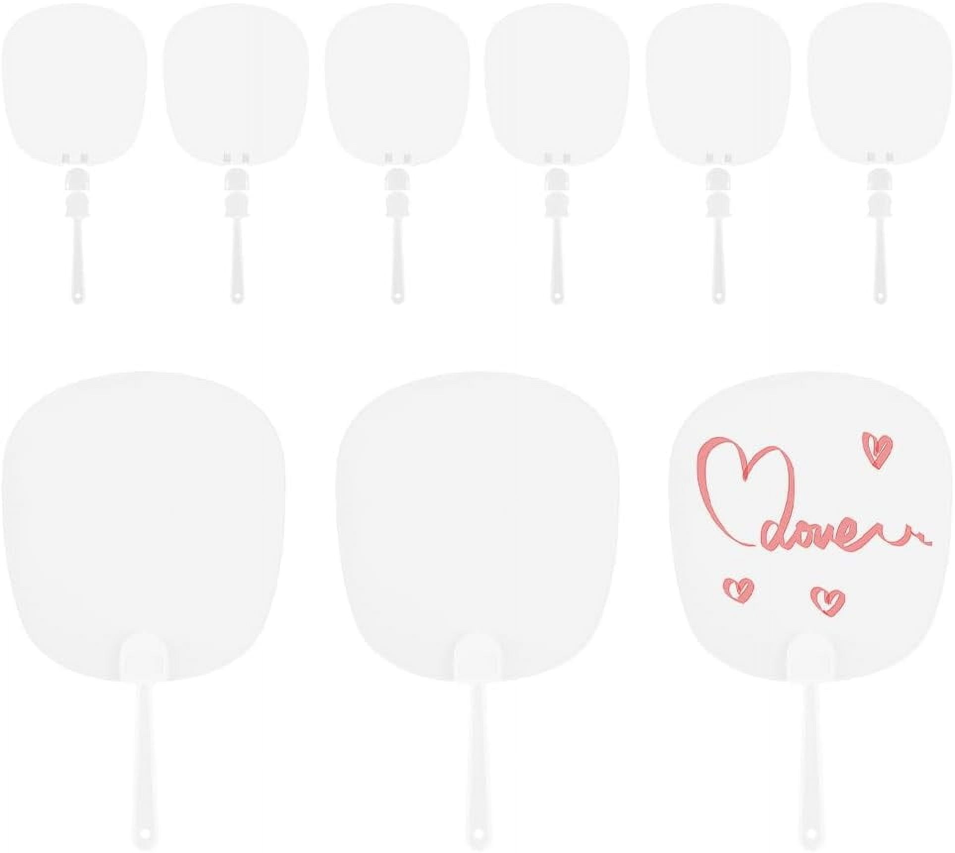10Pcs Plastic Hand Fan DIY Blank Hand Fans Bulk PVC Flat Oval Summer ...