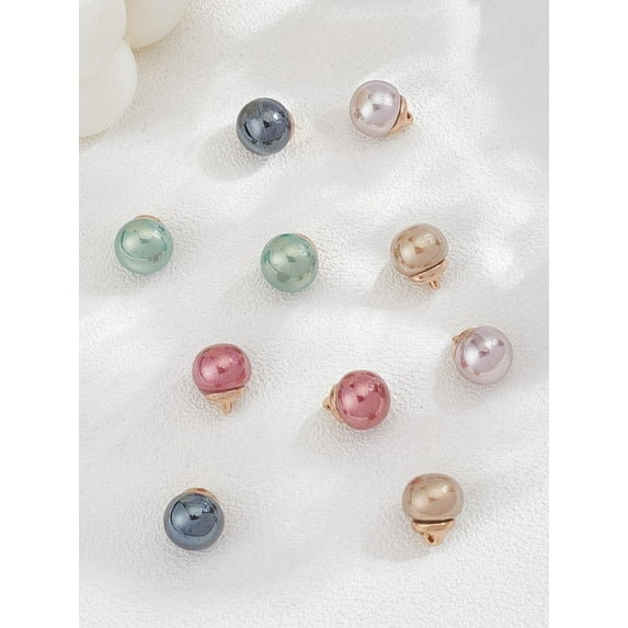 10Pcs Plastic Imitation Pearl Buttons Round Buttons with Zinc Alloy ...