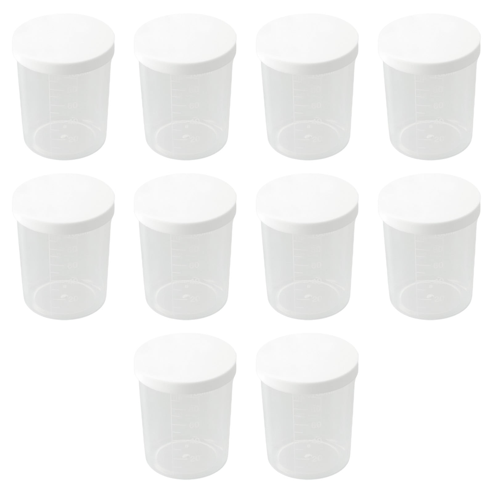 10Pcs Plastic Medicine Cups with Lids, 100ML Clear Reusable Graduated ...