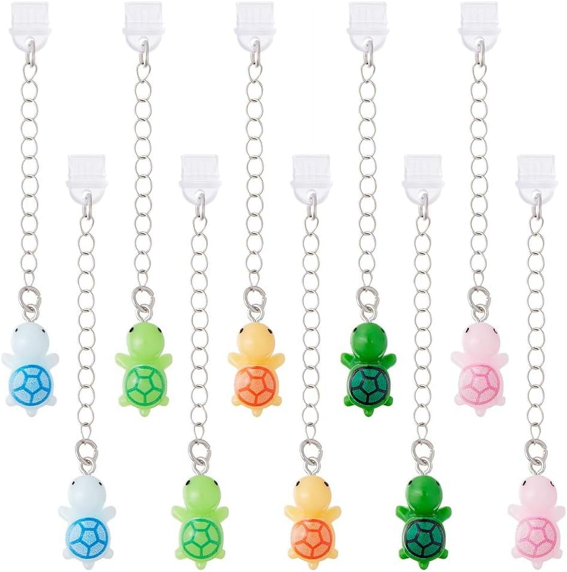 10Pcs Plastic Mobile Dustproof Plugs with Resin Tortoise Pendants Mixed ...