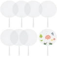 10Pcs Plastic Round Hand Fan Blank Hand Fans Bulk Flat Round PVC Clear ...