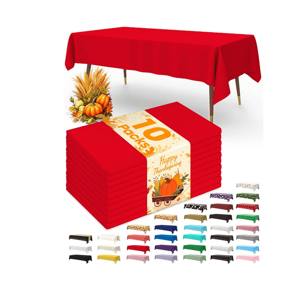 10Pcs Plastic Tablecloths for Rectangle Tables, Disposable Tablecloth ...