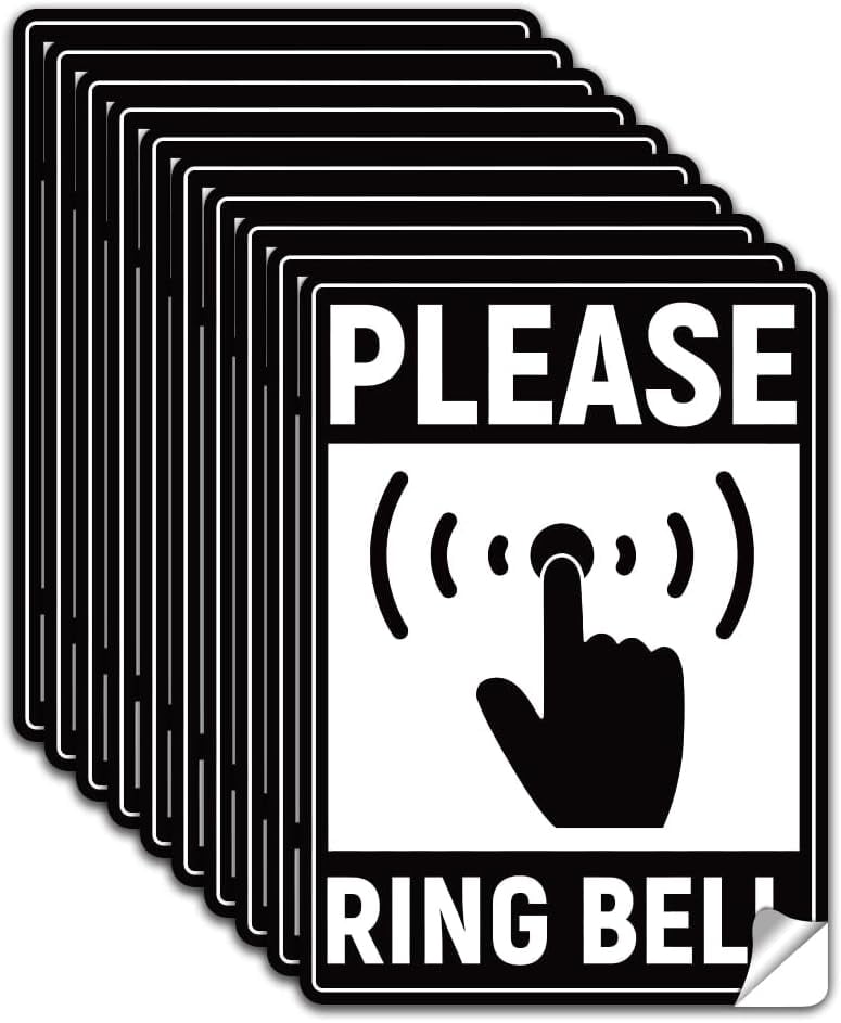 10Pcs Please DoorRing Bell Sign Sticker PVC Waterproof Please DoorRing ...