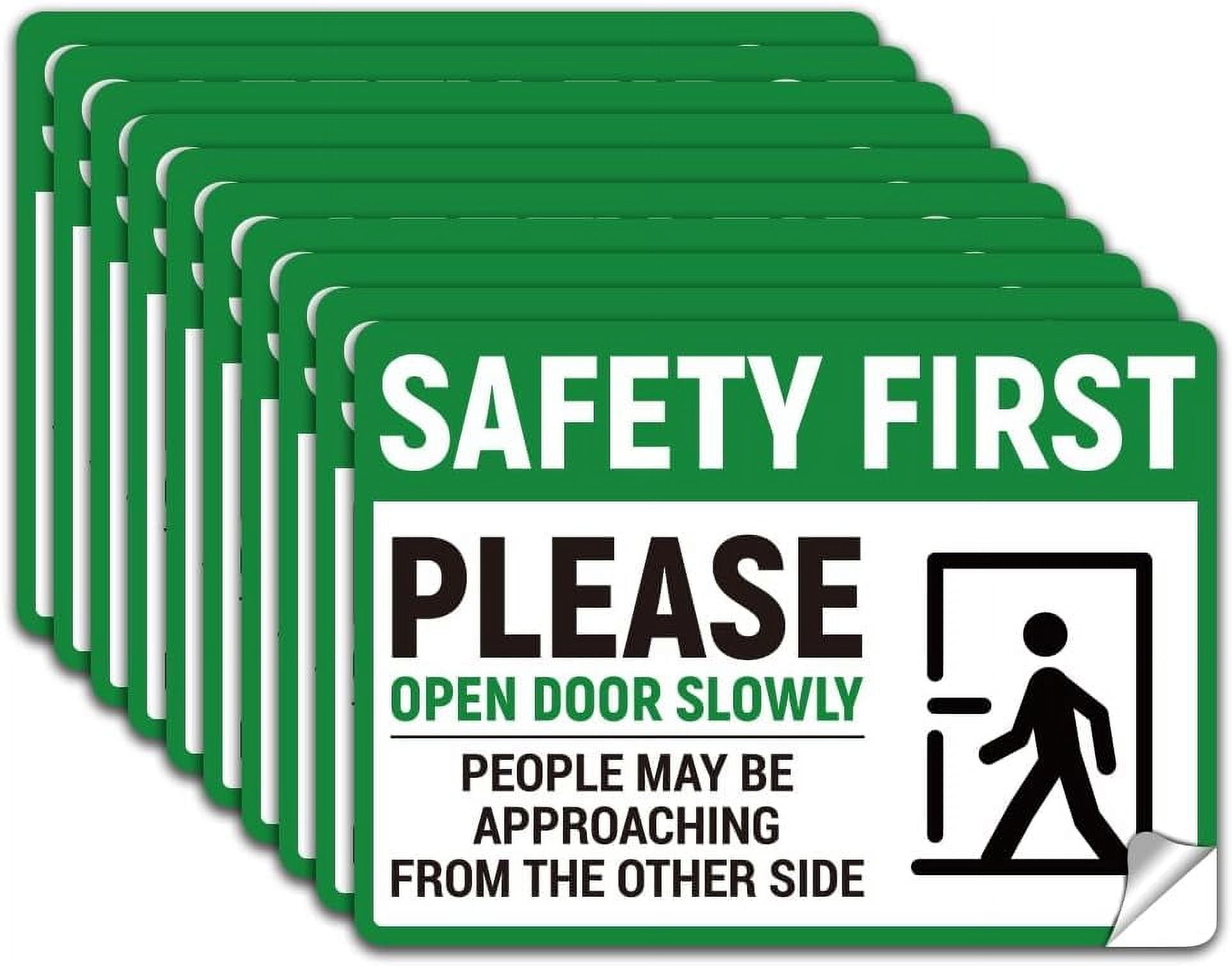 10Pcs Please Open The Door Slowly Sign Sticker PVC Waterproof Self ...