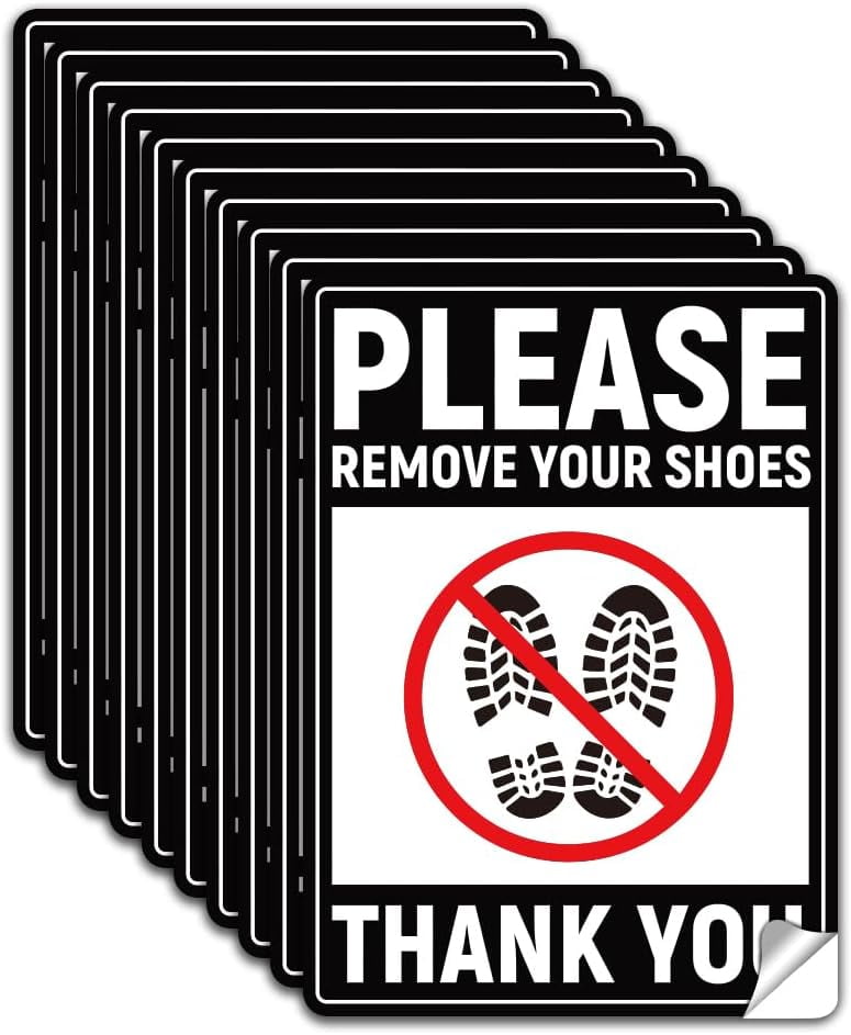 10Pcs Please Remove Your Shoes Sign Sticker PVC Waterproof Shoes Off ...