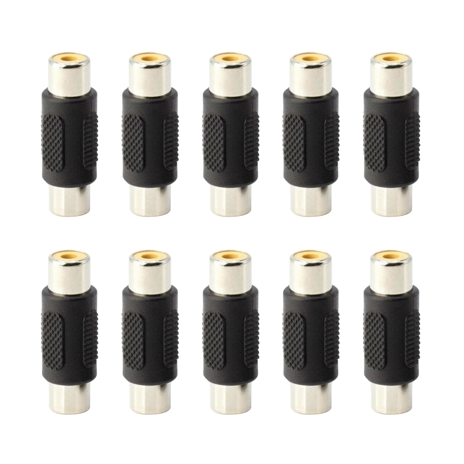 10Pcs Plug and Play RCA Female to Female Adapters Audio Video Stereo ...
