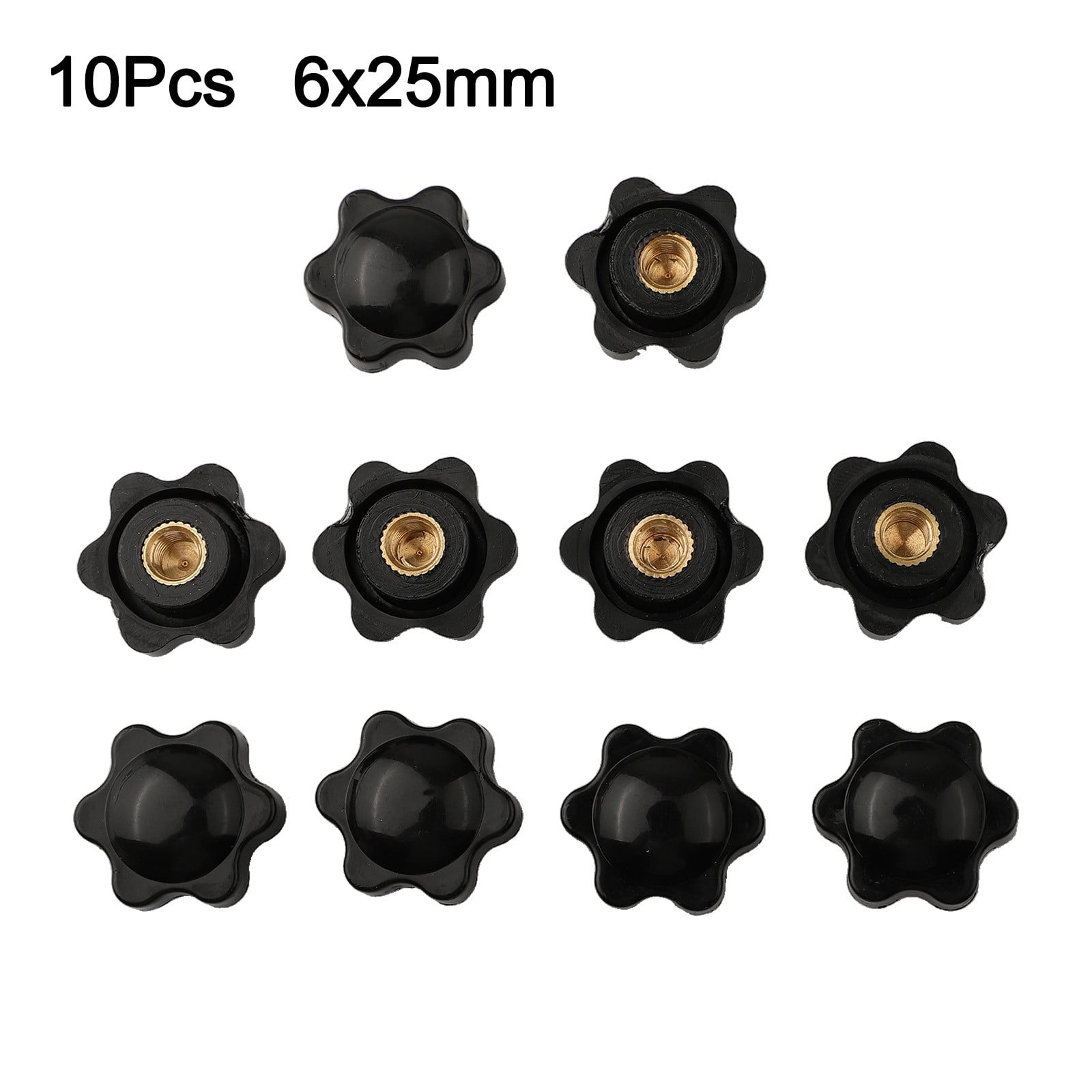 10Pcs Plum Hand Tight Nut Star Mechanical Black Thumb Nut Clamping Knob ...