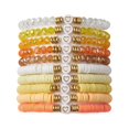 10Pcs Polymer Clay Disc & Glass & Brass Beaded Stretch Bracelets Set ...