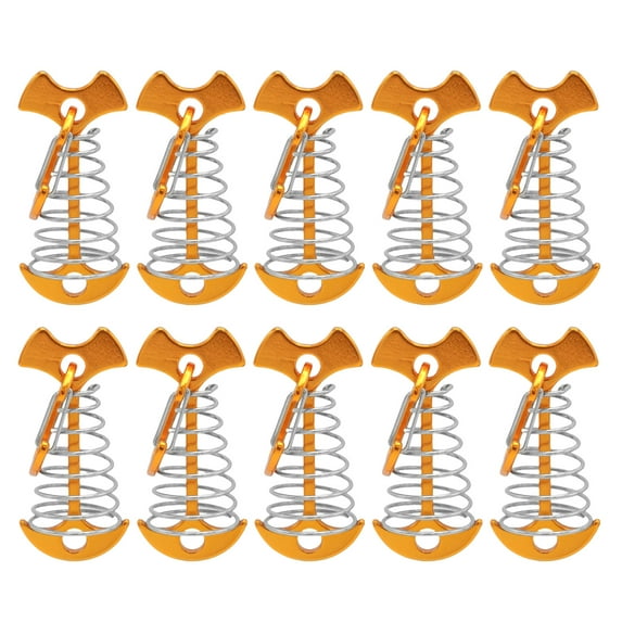 10Pcs Portable Fishbone Deck Anchors Peg with Spring Buckles Deck ...