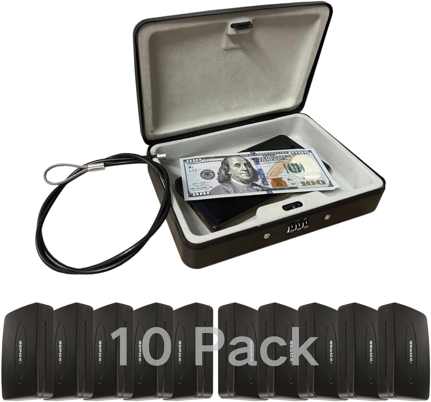10Pcs Portable Security Case Lock Box Steel, Personal Travel Safe ...
