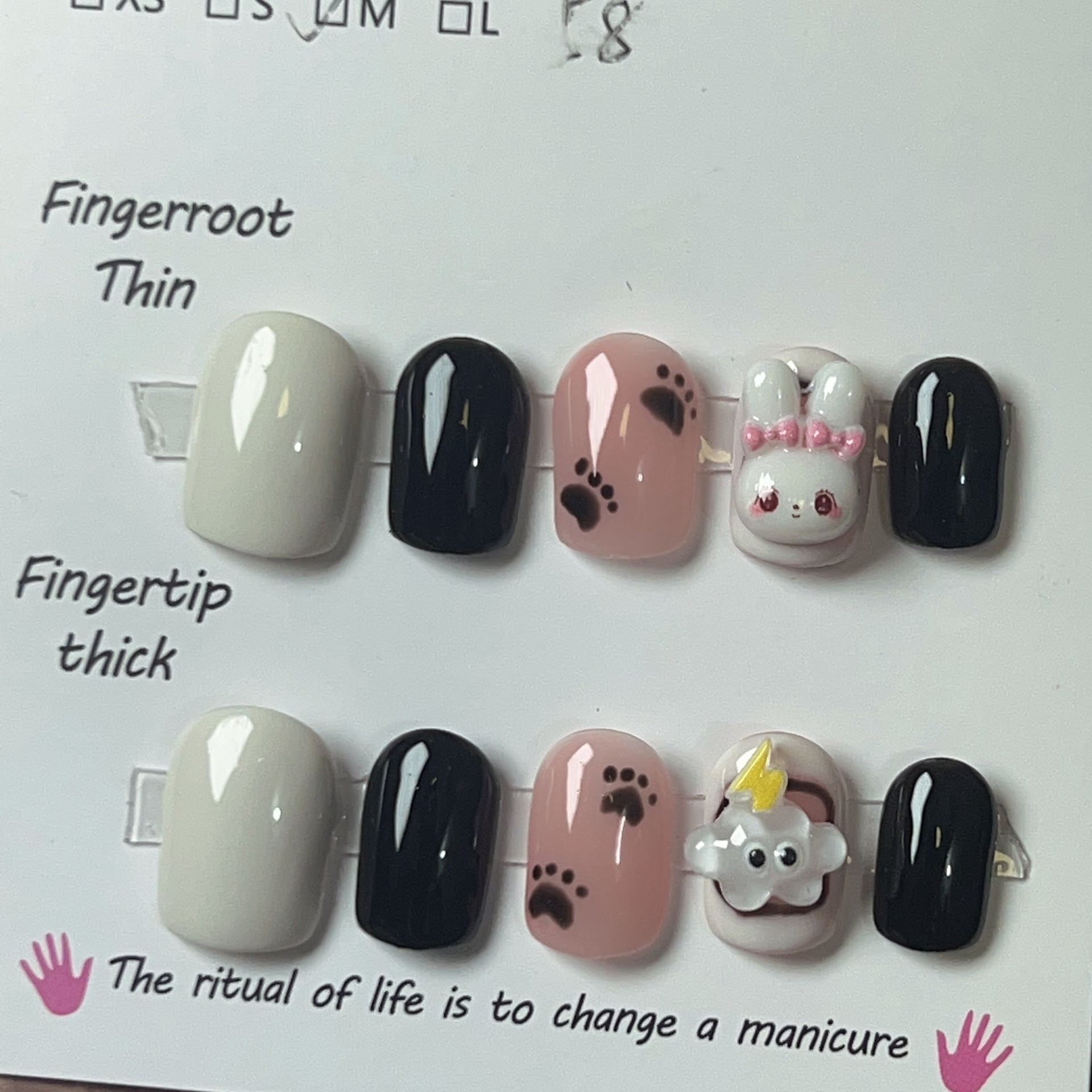 10Pcs Press on Nails for Kids Children Acrylic Fake Nails Pre-glue Full ...