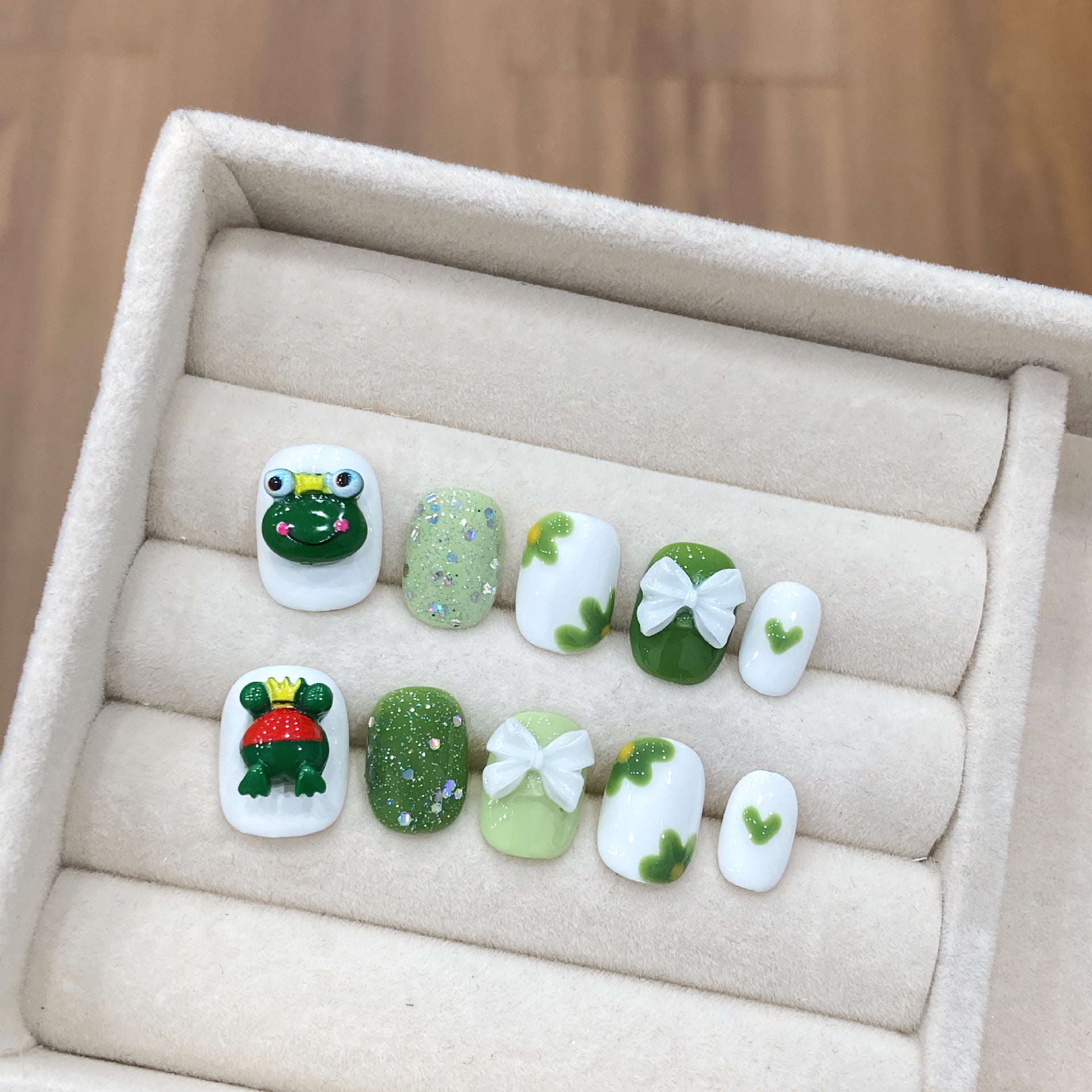 10Pcs Press on Nails for Kids Children Acrylic Fake Nails Pre-glue Full ...