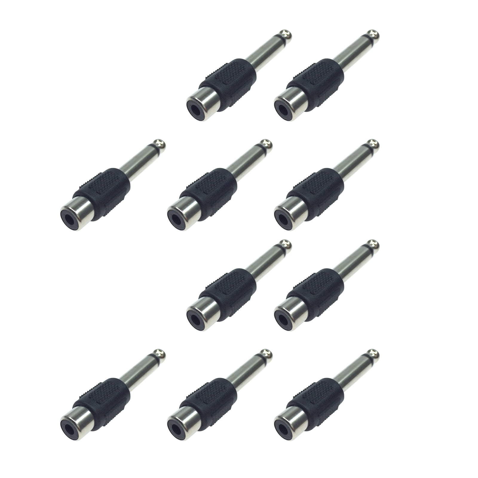 10Pcs RCA Female Jack to 1/4" Mono Plug Connector for Mixer Amp ...