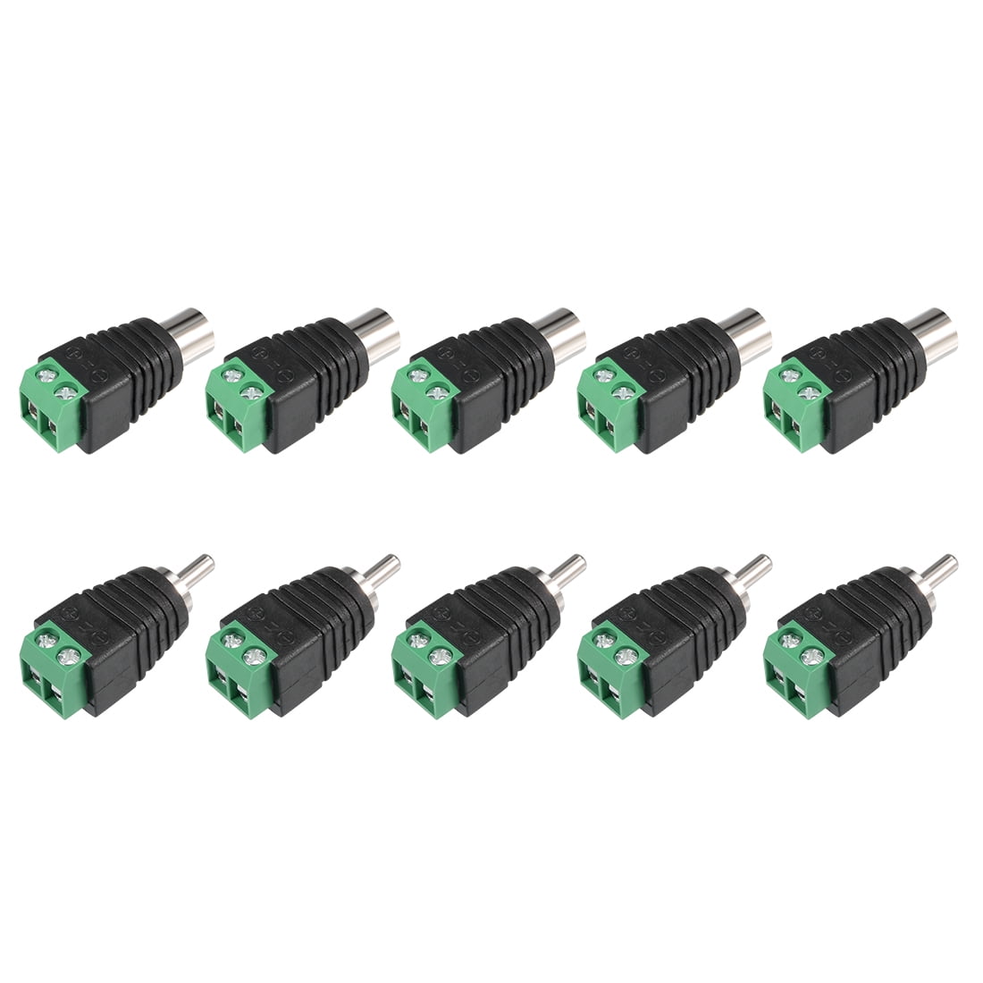 10Pcs RCA Male/Female Connector to AV 2-Screw Terminal Audio Video ...