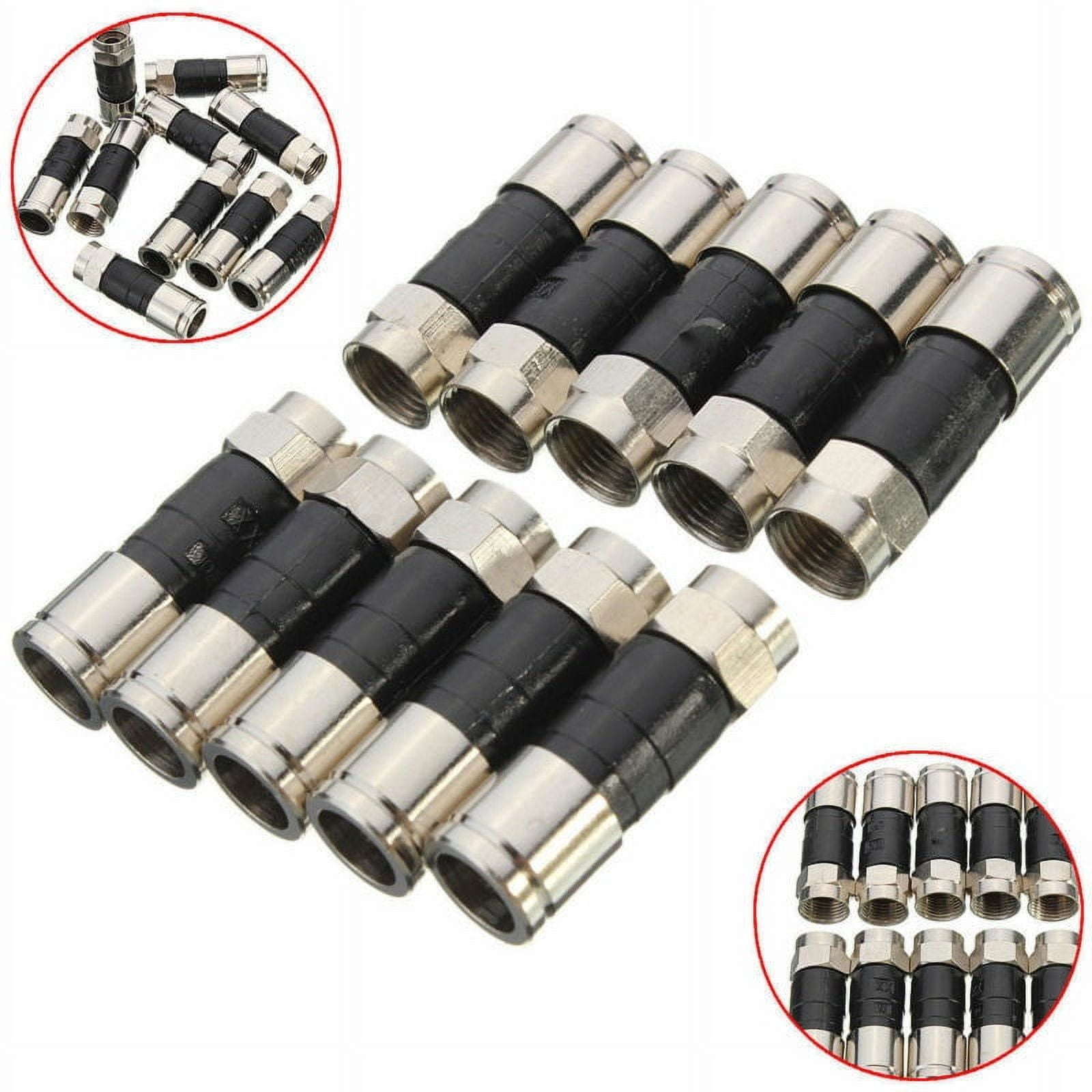10Pcs RG6 F-Type Compression Snap Seal Plug Connector Sky Satellite ...