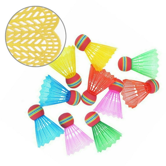 10Pcs Rainbow Head Badminton Nylon Plastic Badminton Random Color ...