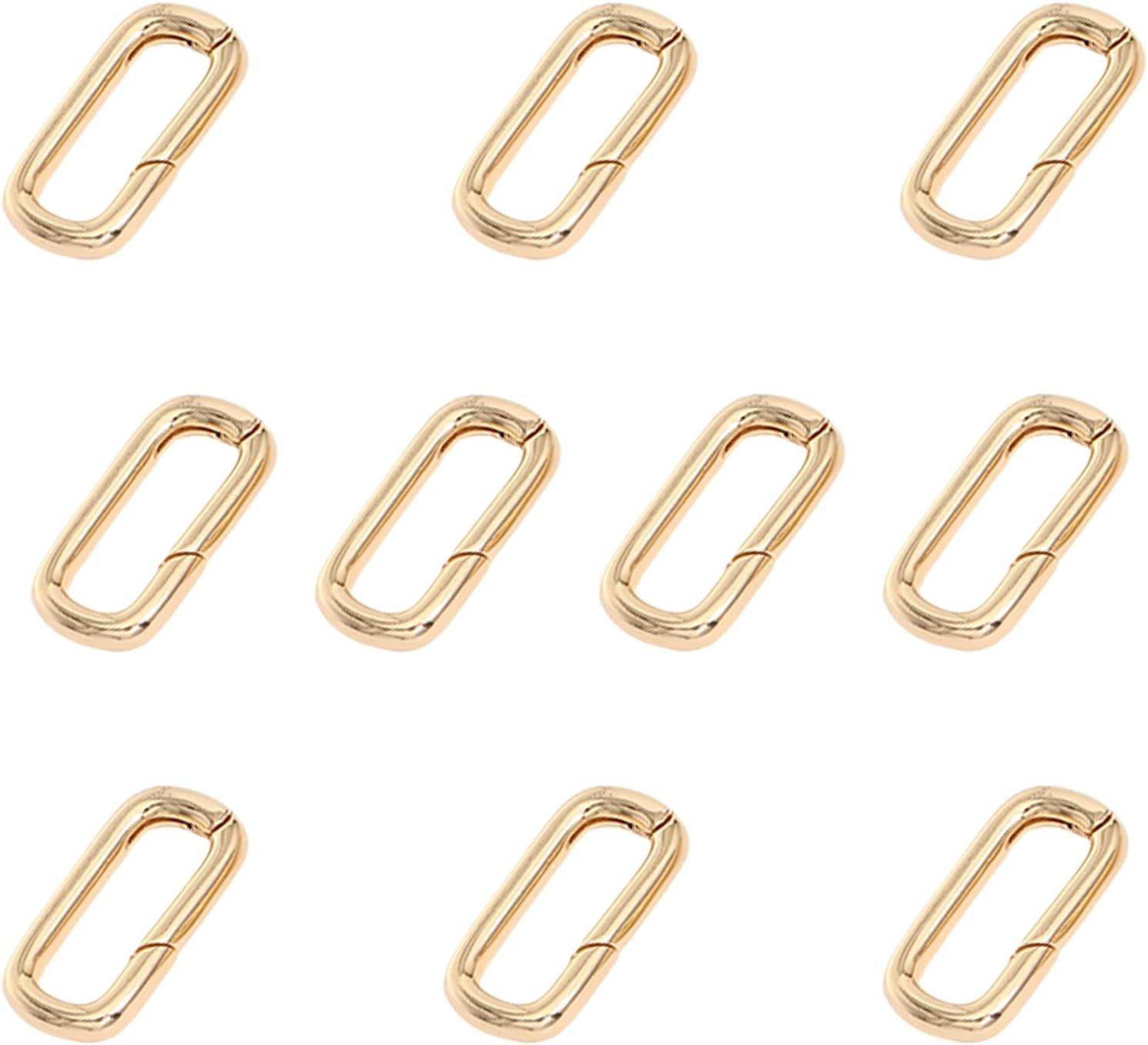 10Pcs Real 14K Gold Plated Oval Clasp Spring Claps Connector Brass ...