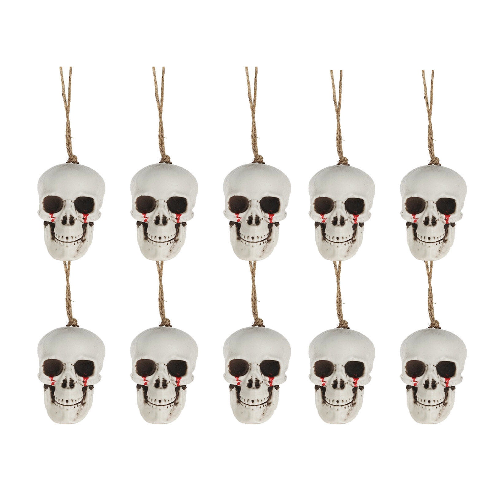 10Pcs Realistic Mini Skulls with Red Tears - Halloween Skull Hanging ...