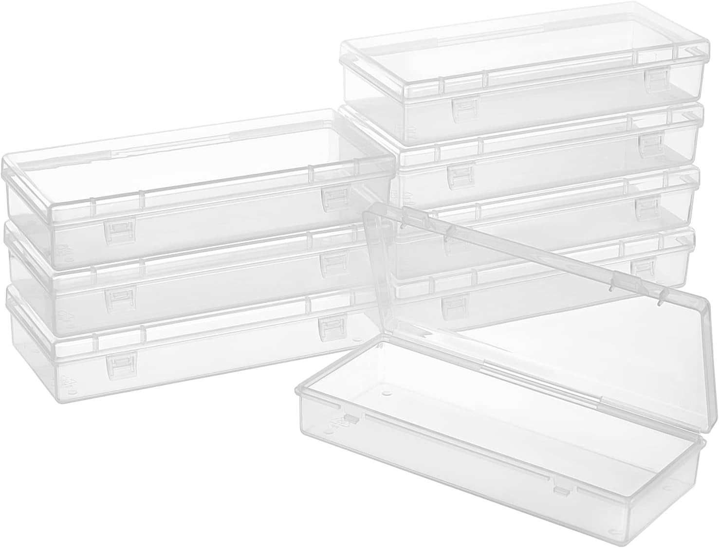 10Pcs Rectangle Transparent Plastic Bead Containers Clear Box Case with ...