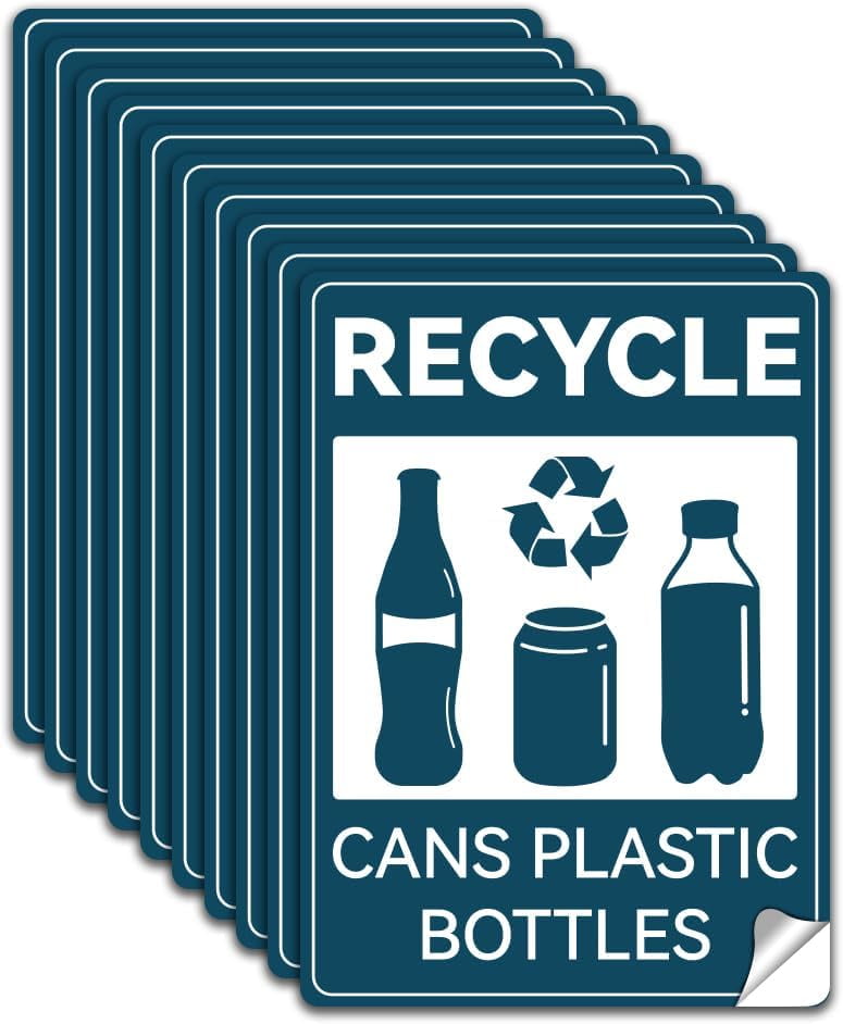 10Pcs Recycle Cans Plastic Bottles Stickers Waterproof Recycle Stickers Fade-Resistant Recycling ...