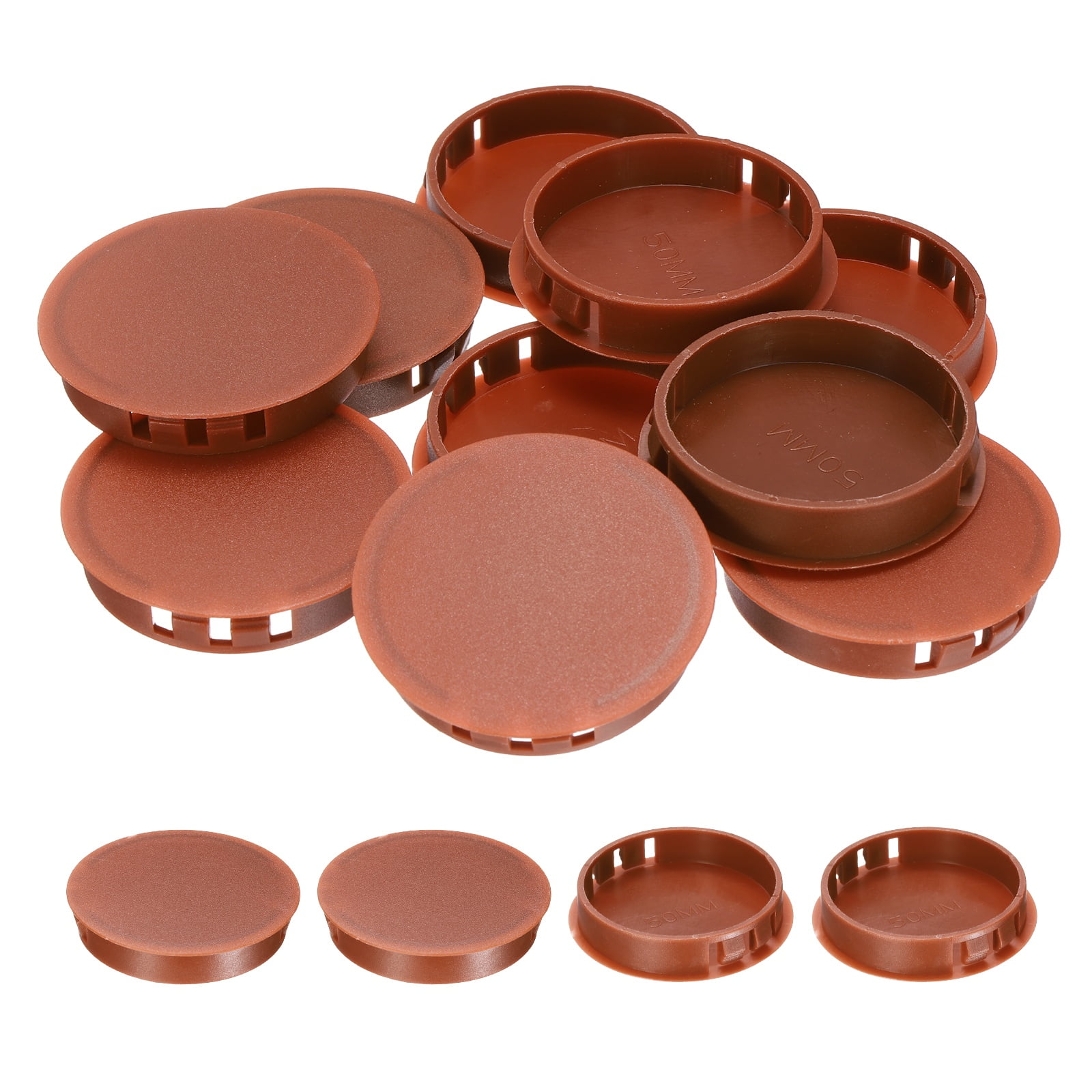 10Pcs Red-Brown Hole Plugs, 50mm / 1.97" Plastic Snap in Locking Screw ...