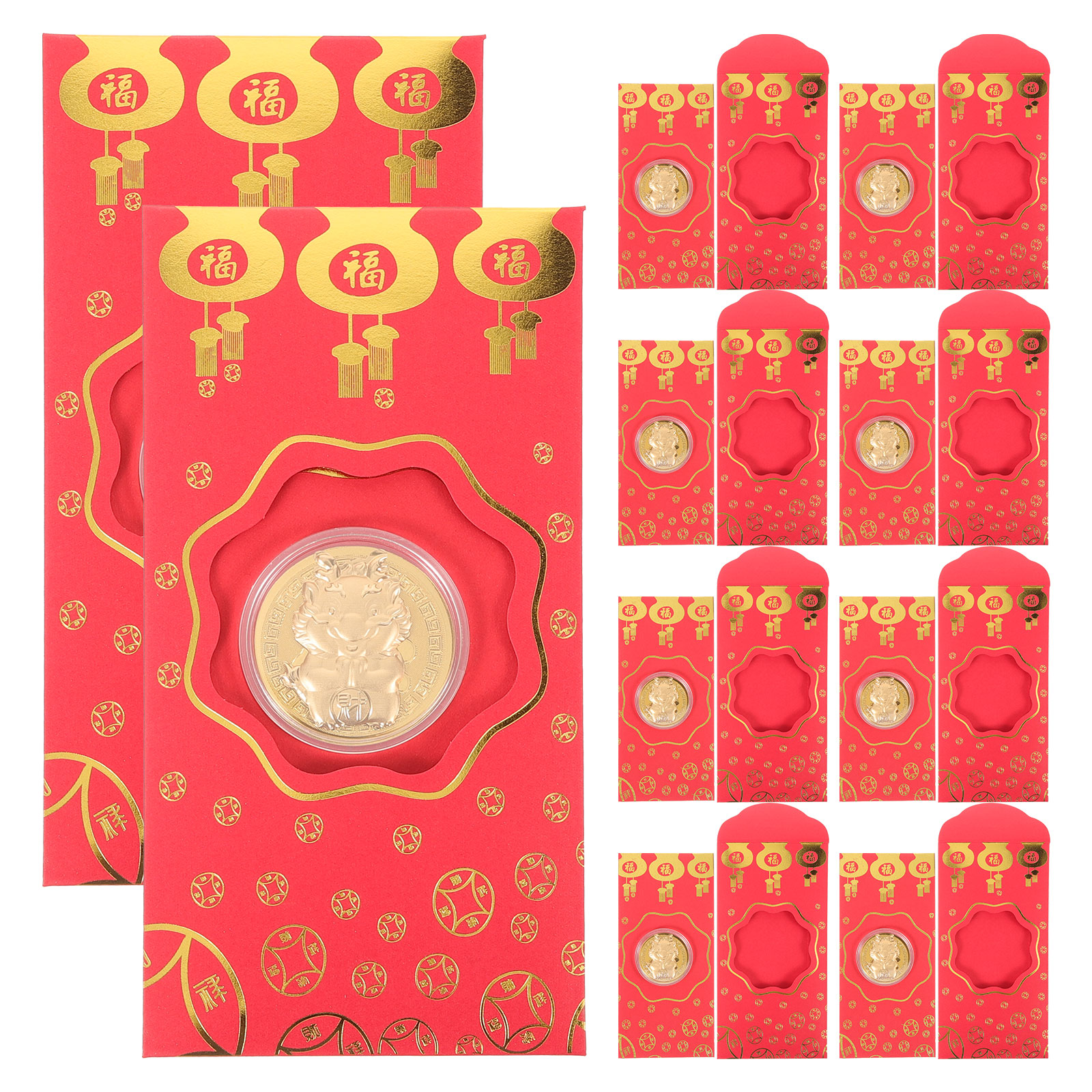 10Pcs Red Envelopes Lucky Money Packets Decorative Dragon Coin Red ...