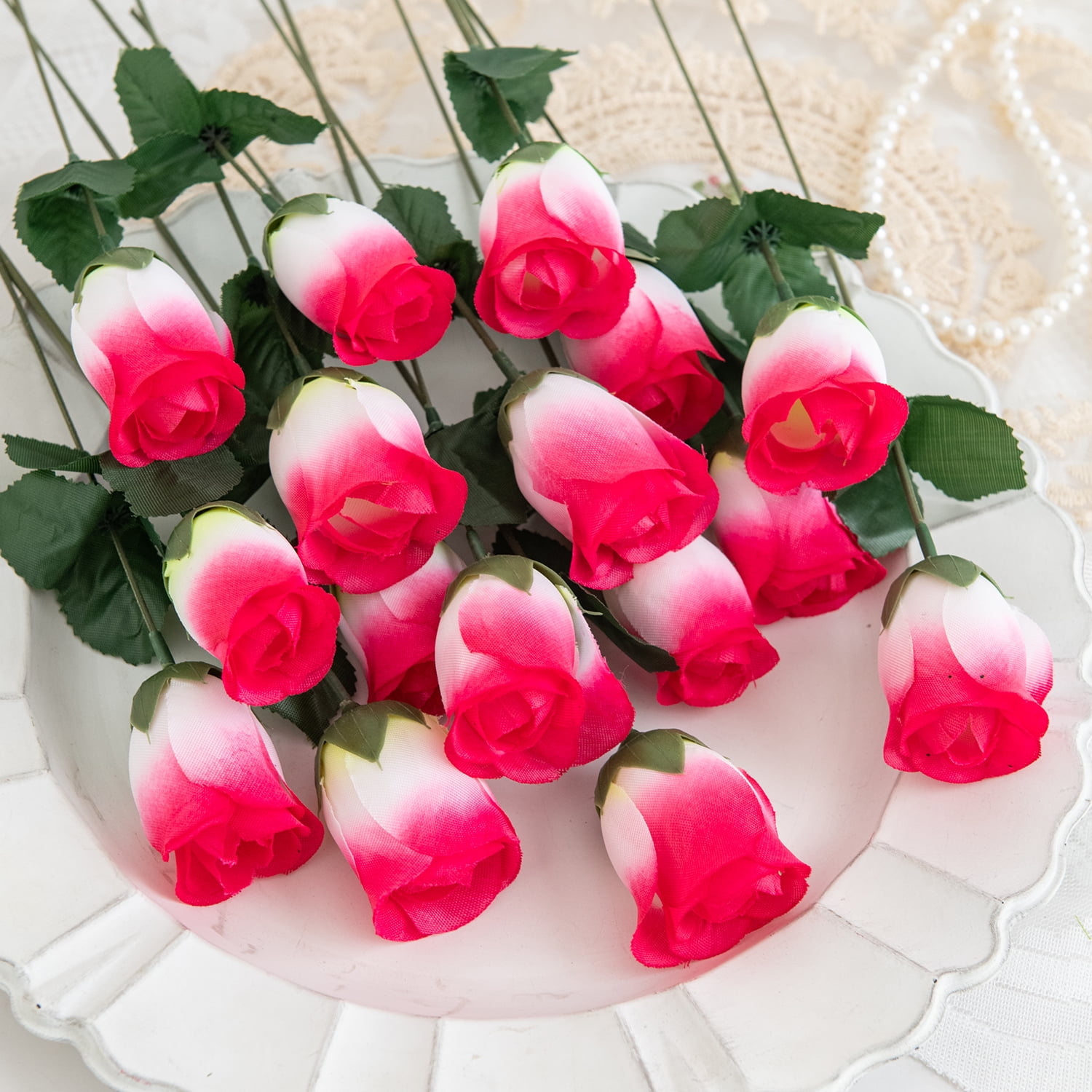 10Pcs Red Roses Bouquet Vase for Home Decor Garden Wedding Decorative ...