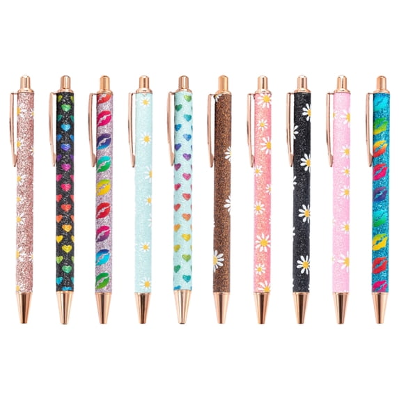 10Pcs Retractable Metal Ballpoint Pen Signing Pen Glitter Ballpoint Pen ...