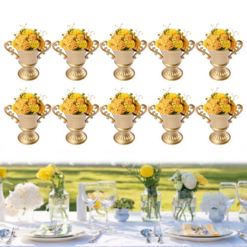 10Pcs Retro Trumpet Party Decor Vase Gold Metal Vases Wedding Party ...