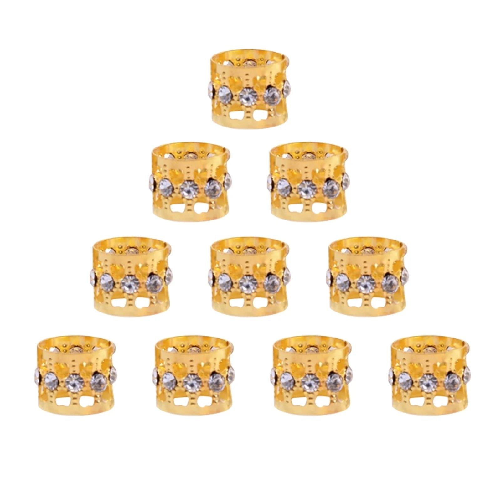 10Pcs Rhinestone Dreadlocks Beads - Gold & Silver Metal Hair Cuffs, for ...