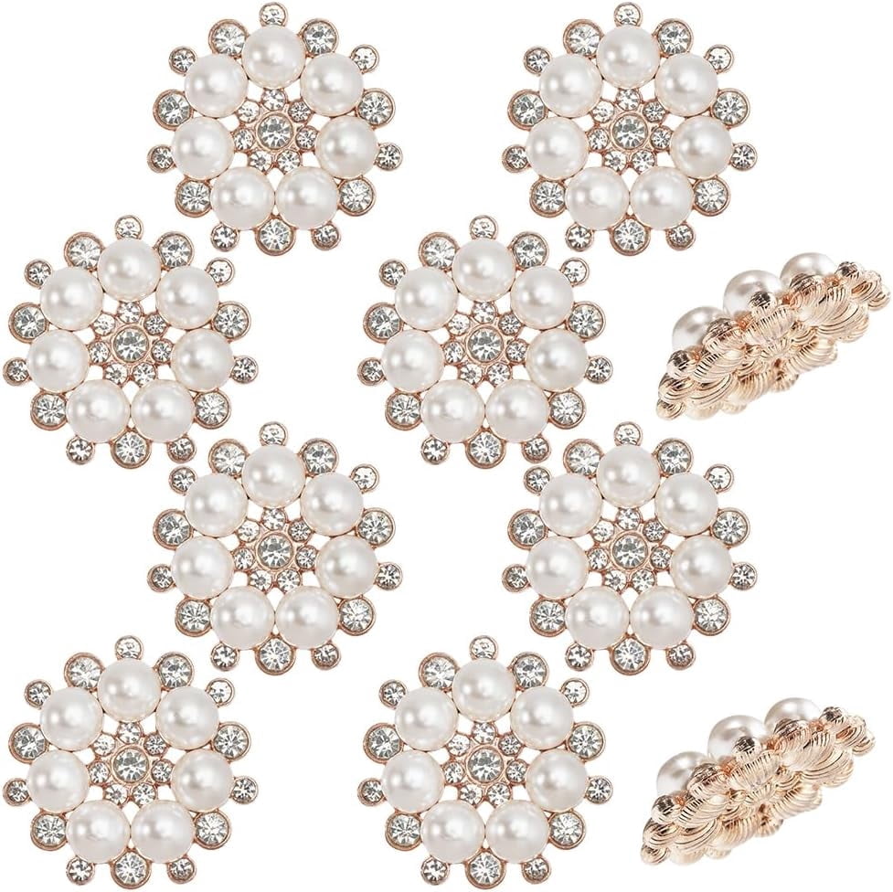 10Pcs Rhinestone Pearl Embellishments Light Gold Alloy Faux Pearl ...