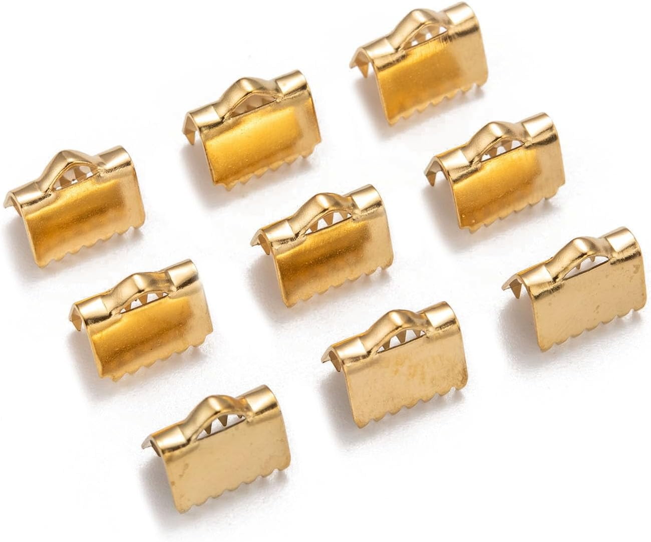 10Pcs Ribbon Crimp Ends Iron Rectangle Ribbon Clamp Crimps with Loop ...