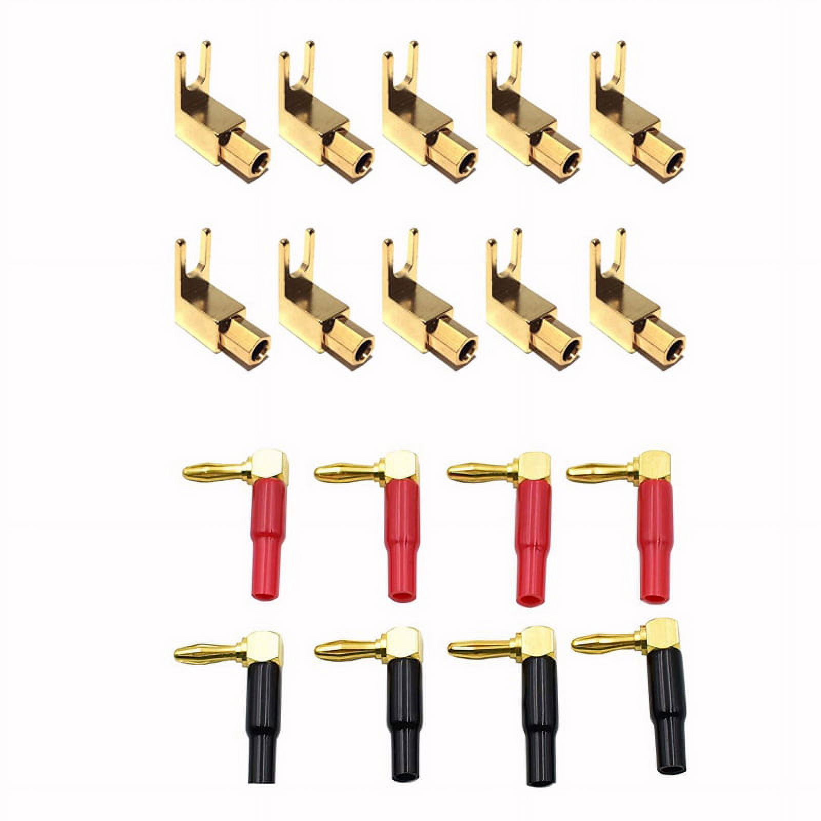 10Pcs Right Angle Spade Fork & Binding Post - 4mm Banana Plug Socket ...