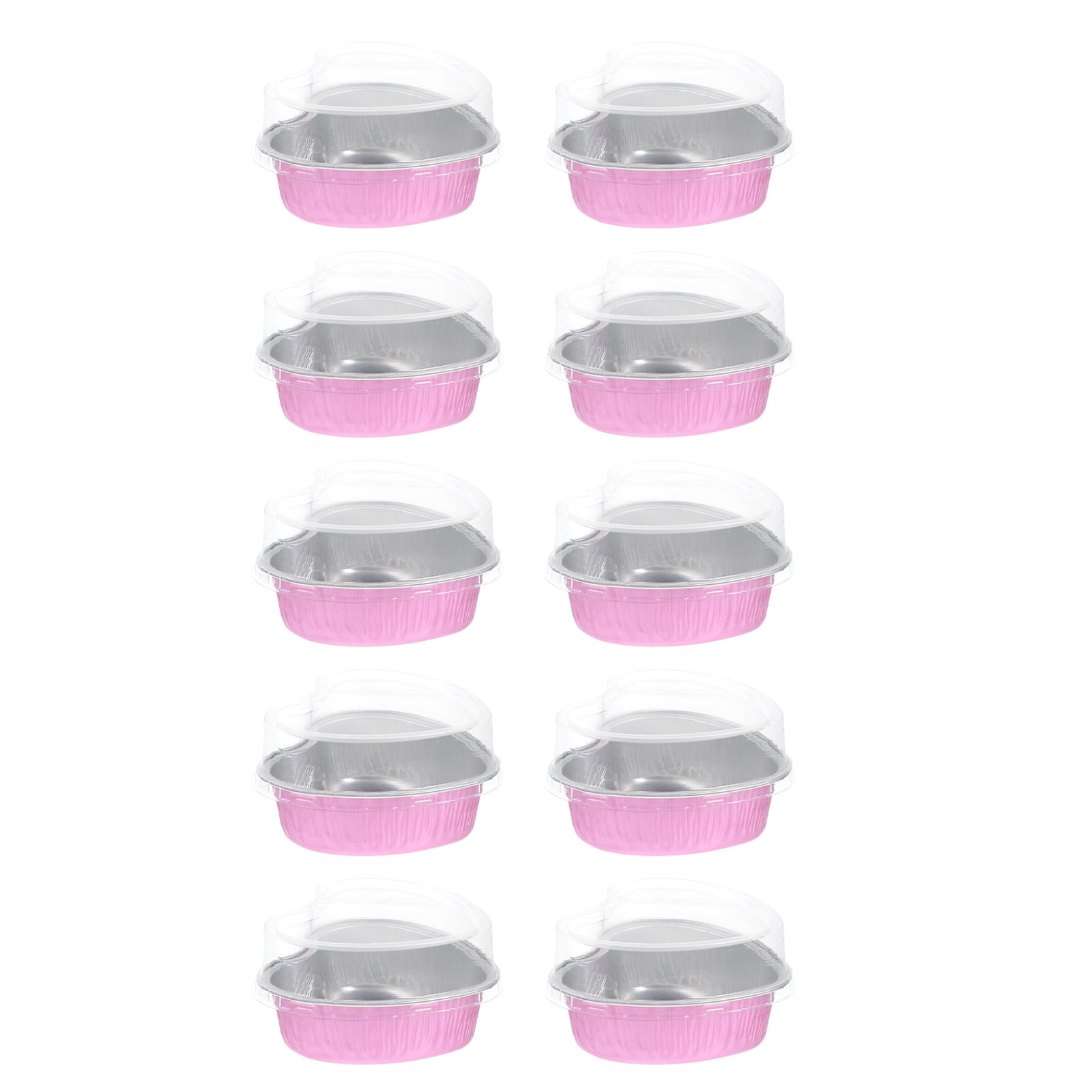 10Pcs Rose Red Disposable Heart Shaped Cake Pans with Clear Lid for ...