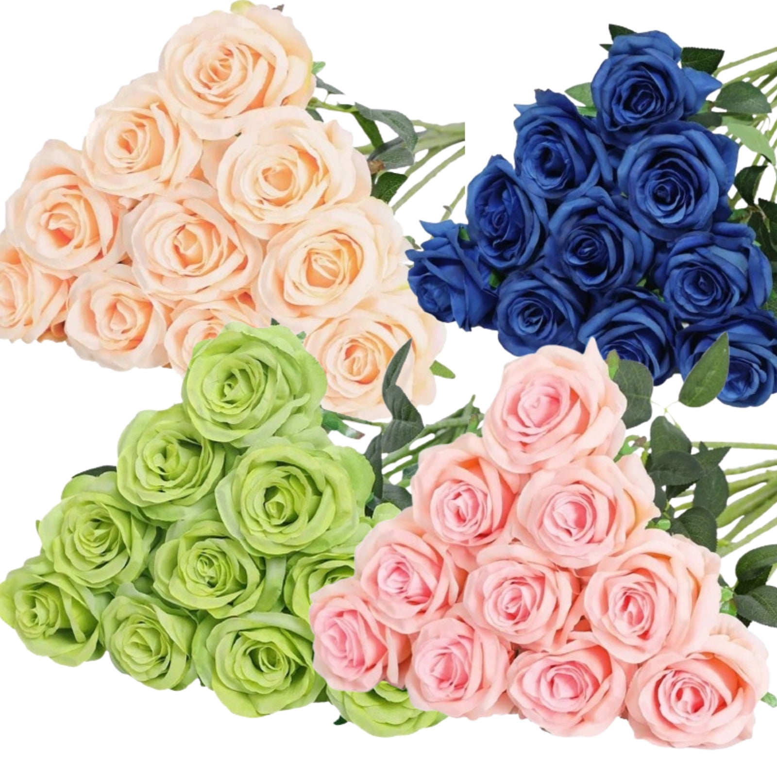 10Pcs Roses Artificial Flowers Real Touch Single Stem Fake Roses Silk ...